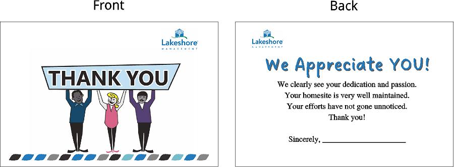 Thank You Cards - Resident Inspections (50 cards) – Lakeshore Management
