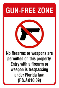 Gun Free Zone Sign – Lakeshore Management
