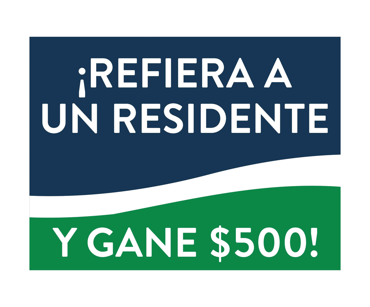 Coroplast Sign - Refer a Resident - Spanish – Lakeshore Management