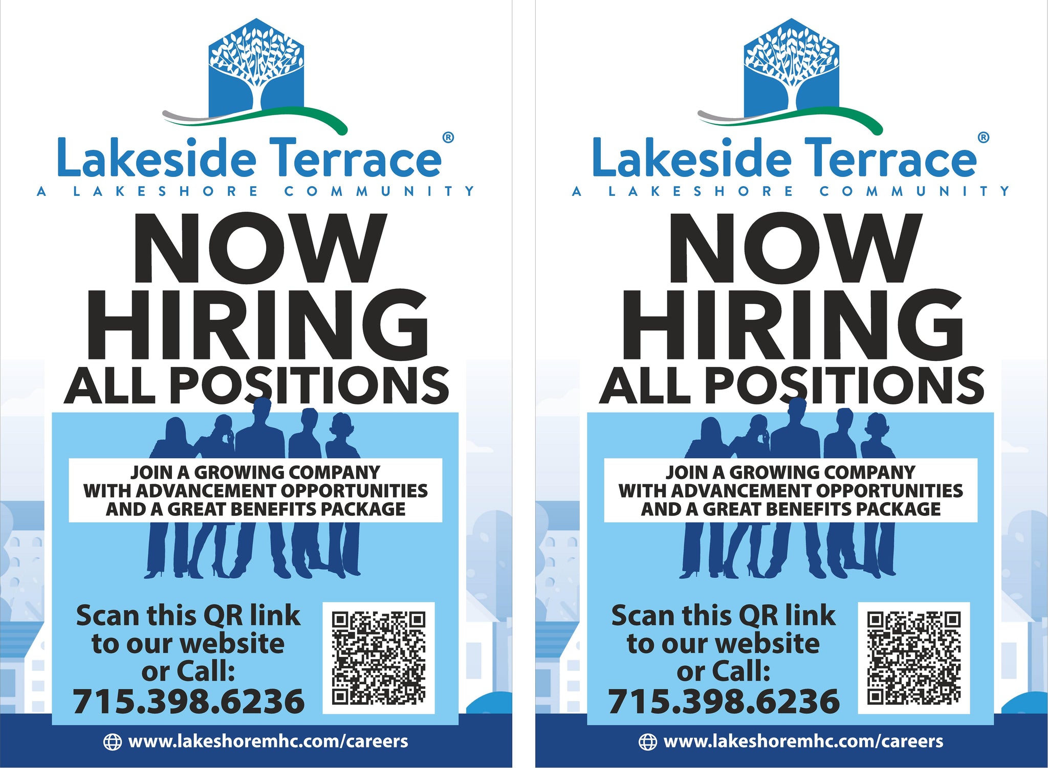 Signs for A Frame - Now Hiring – Lakeshore Management